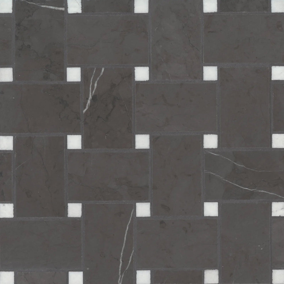 Bedrosians Jumbo Basketweave Collection Pietra Grey with Thassos Dot 1 ...