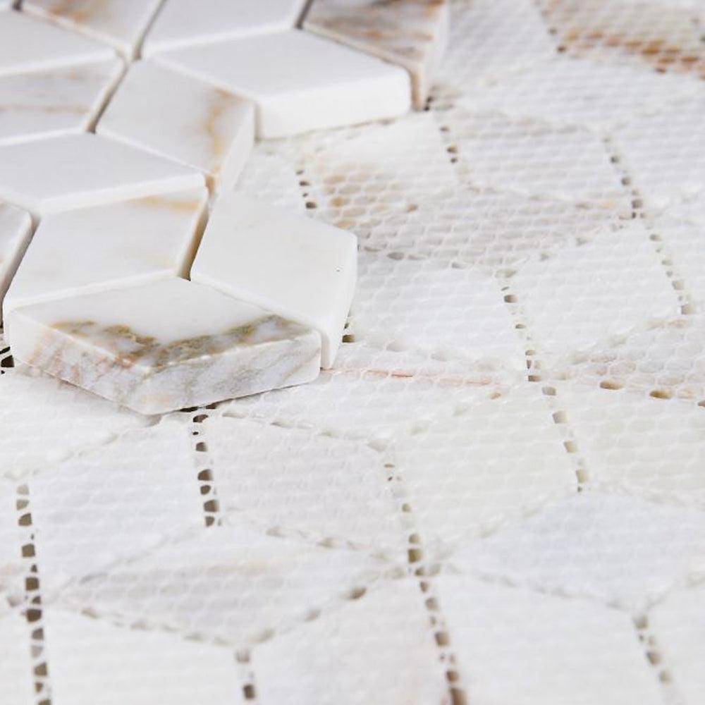 Elysium Tiles Cubic Calacatta Gold 11.75" x 12" Marble Mosaic Tile ...