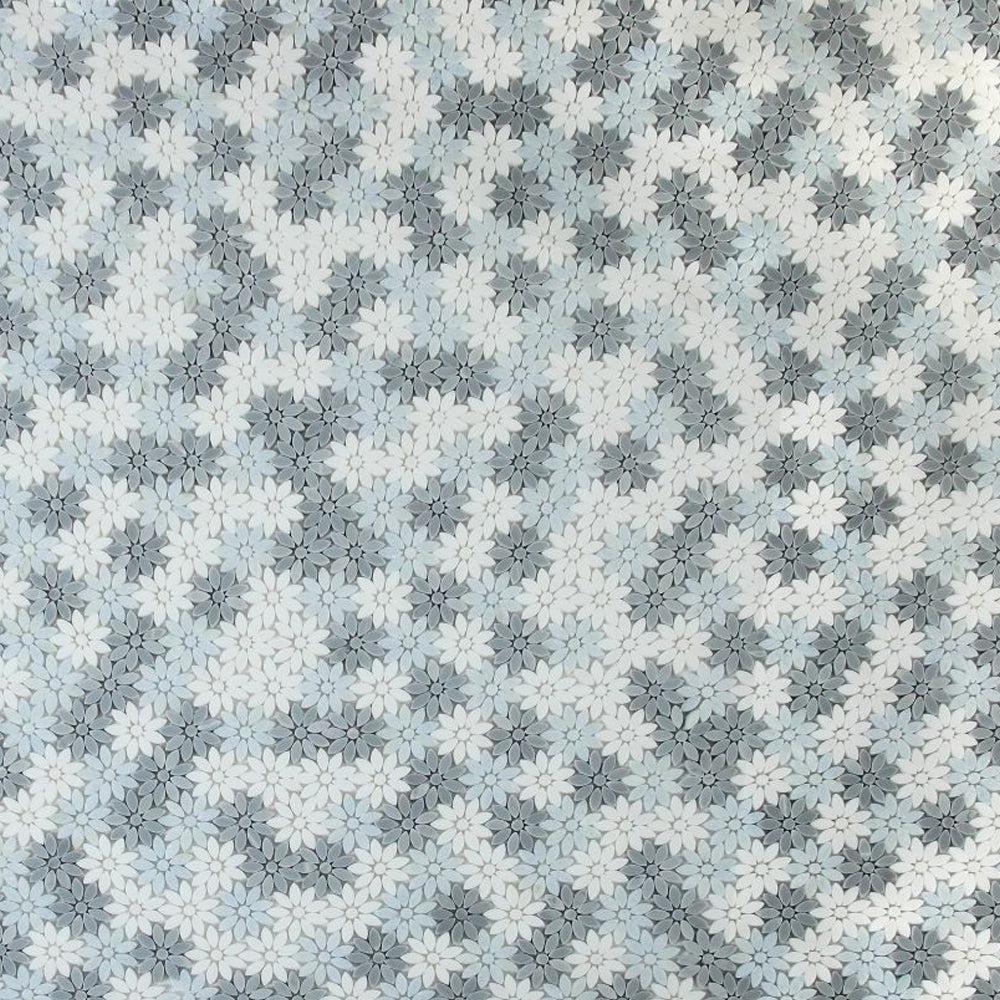 Elysium Tiles Daisy Crystal Ocean 12.5" x 13" Marble Mosaic Tile – AMA ...