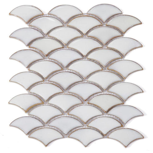 Elysium Tiles Dragon Scale Fancy White 9.75" x 12" Mosaic Tile – AMA ...