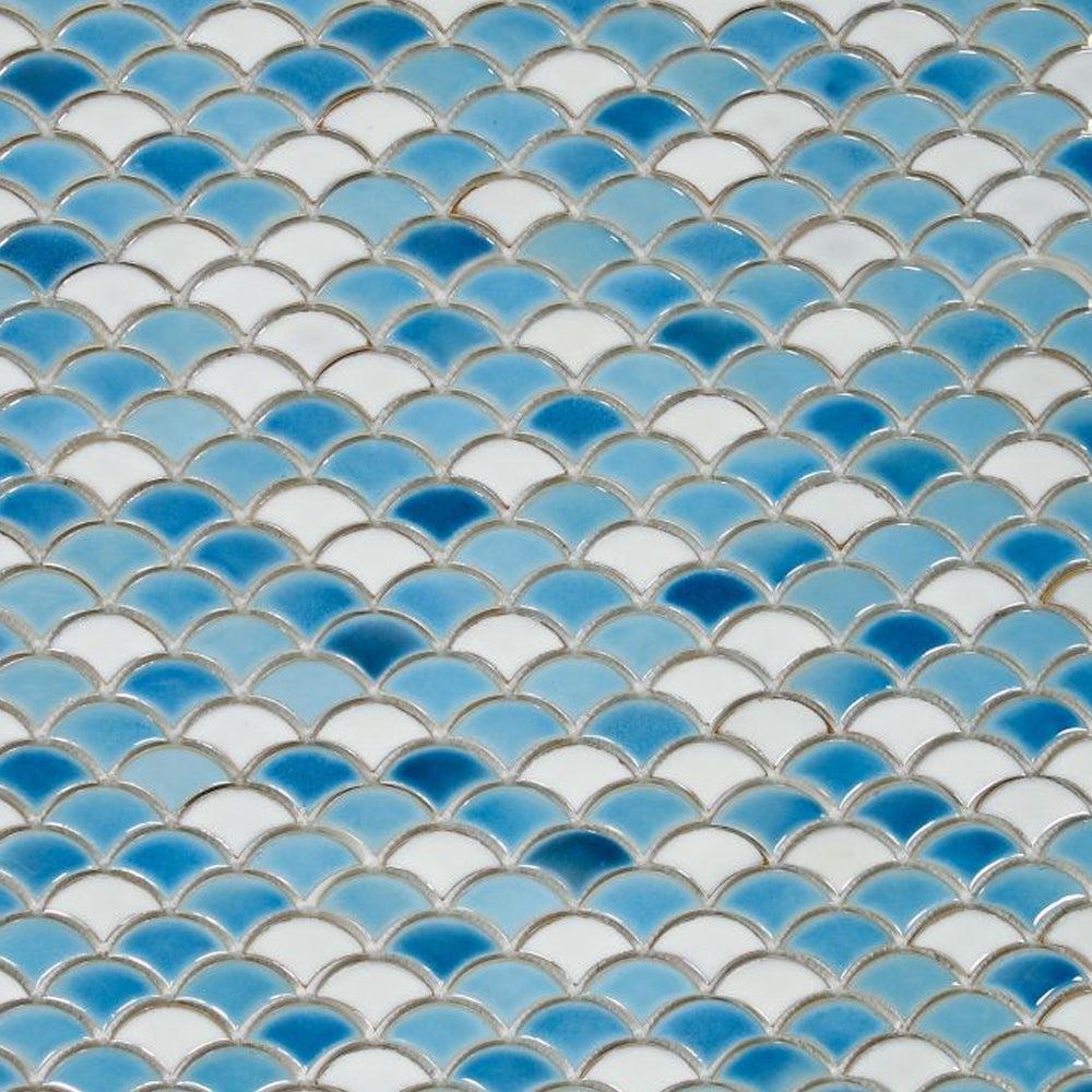 Elysium Tiles Dragon Scale Lake 9.75" x 12" Mosaic Tile – AMA StoneWorks