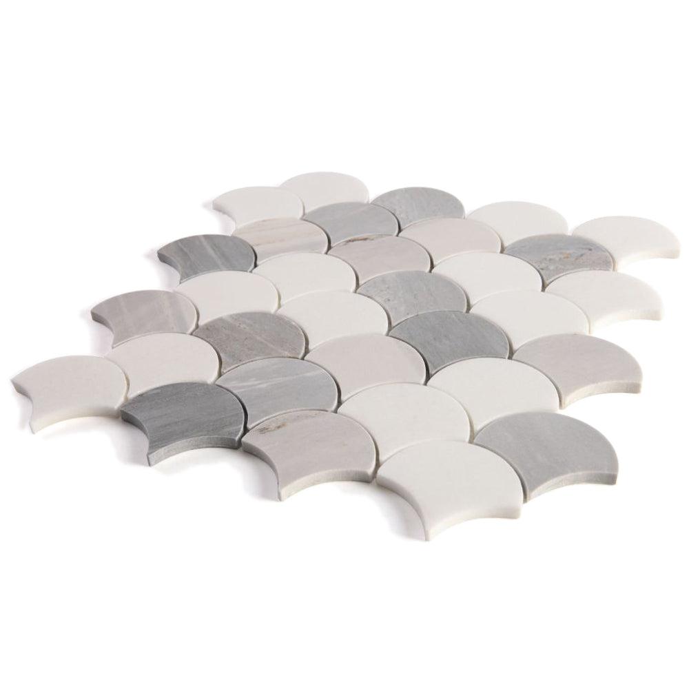 Elysium Tiles Dragon Scale Marble Blue 12" x 12" Marble Mosaic Tile ...