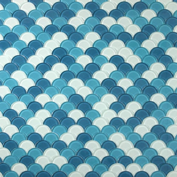 Elysium Tiles Dragon Scale Ocean Glass 12" x 12" Glass Mosaic Tile ...