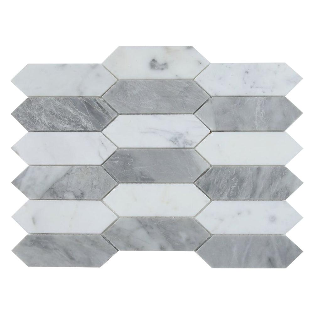 Elysium Tiles Elongated Hex Dusk 11.75" x 15" Marble Mosaic Tile – AMA ...