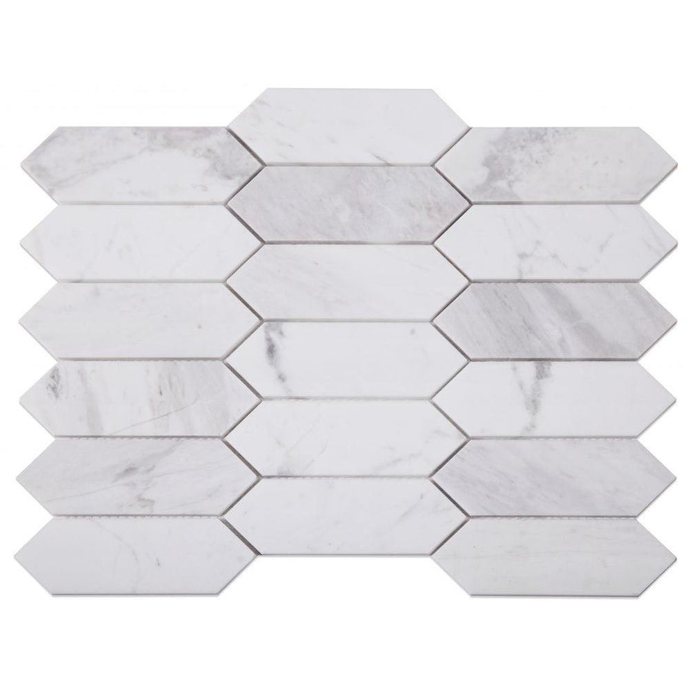 Elysium Tiles Elongated Hex White 11.75" x 15" Marble Mosaic Tile – AMA ...