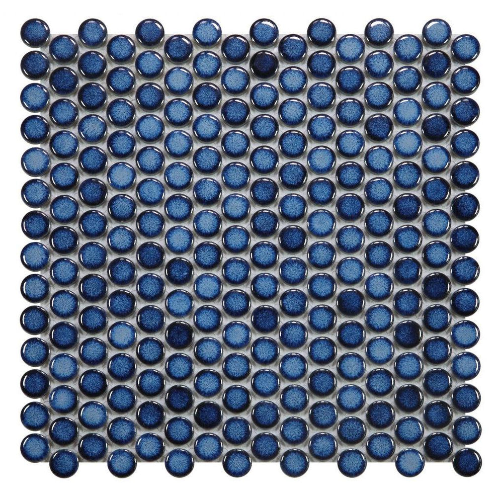 Elysium Tiles Penny Round Blue 11.5" x 11.5" Porcelain Mosaic Tile ...