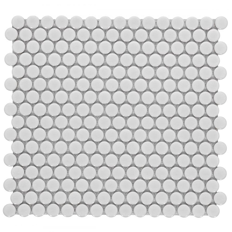 Elysium Tiles Penny Round Light Grey Matte 11.5" x 12.25" Porcelain Mo ...