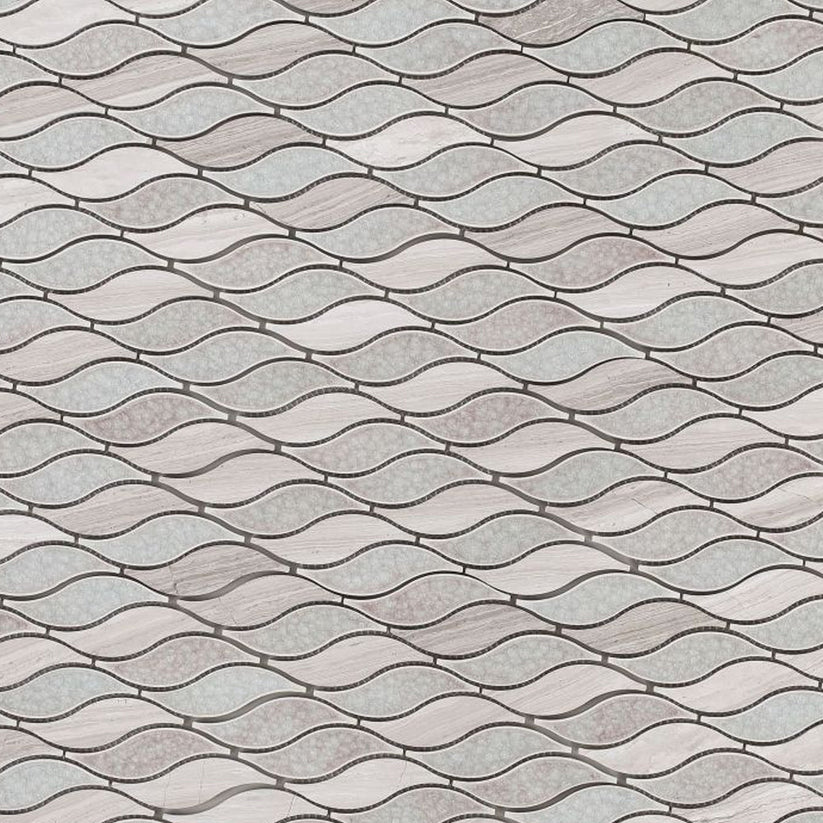 Elysium Tiles Pontus Bridesmaid 10.5" x 11" Marble And Glass Mosaic Ti ...