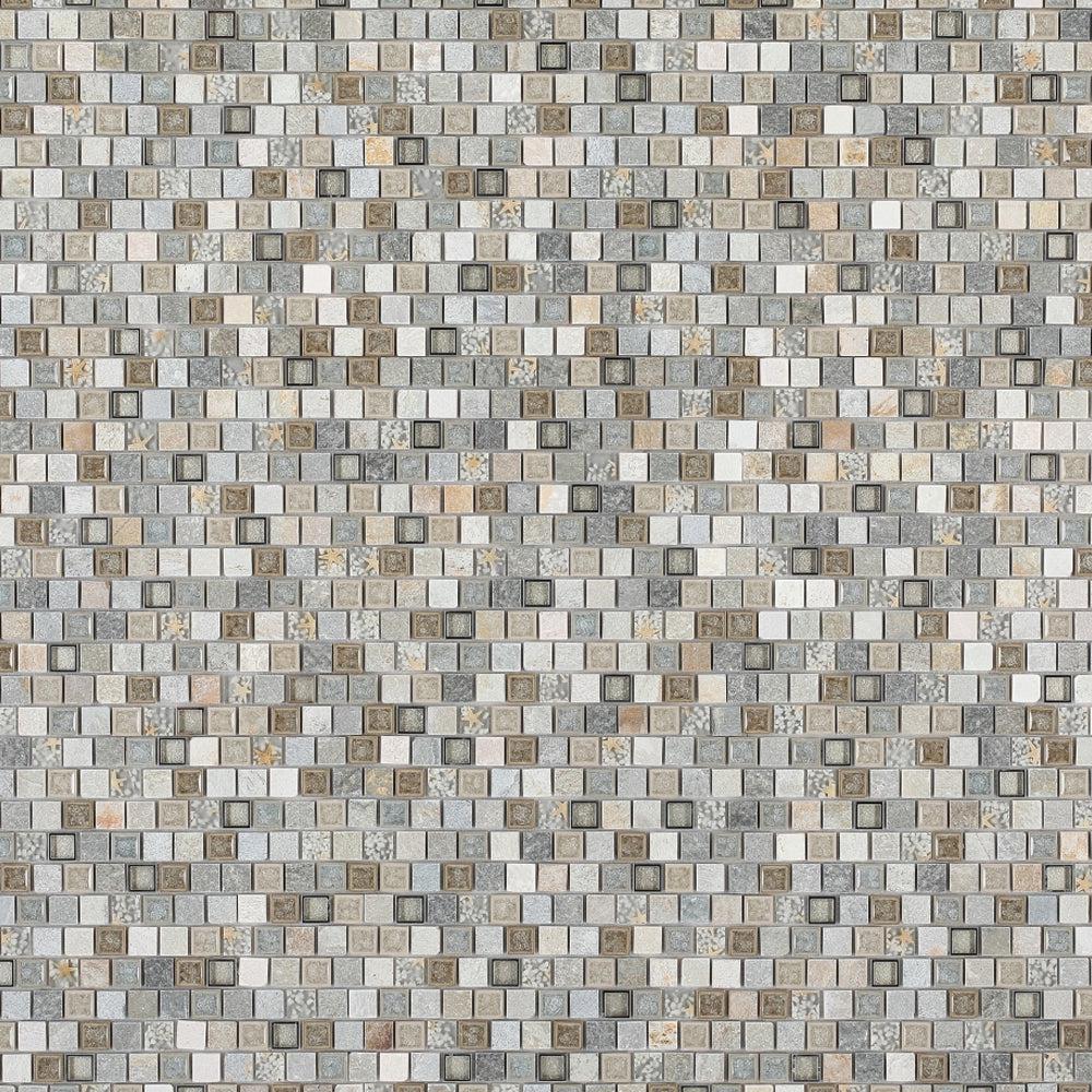 Elysium Tiles Selene Beach 11.75" x 11.75" Slate & Glass Mosaic Tile ...