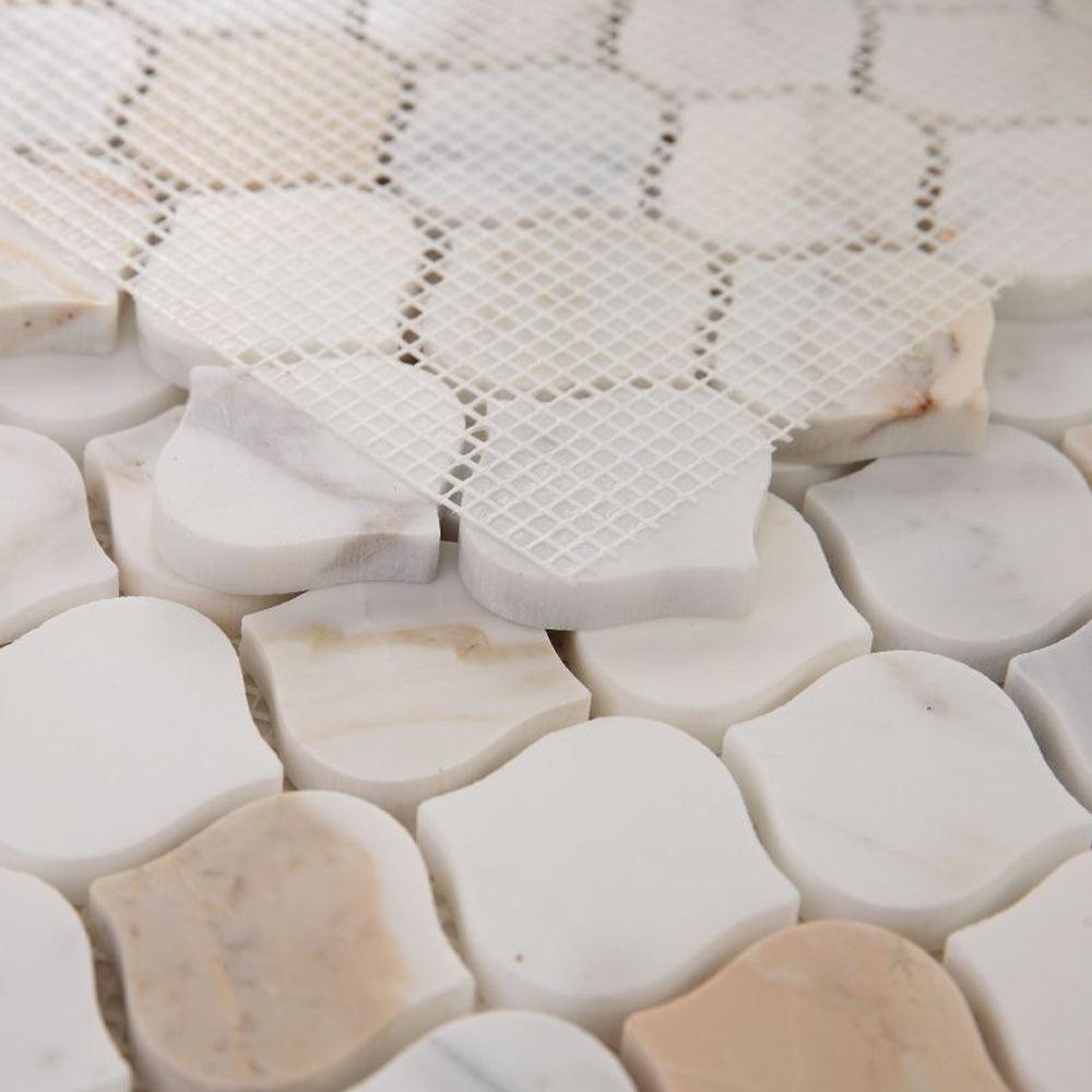 Elysium Tiles Water Drop Calacatta Gold Honed 11" x 11" Marble Mosaic ...