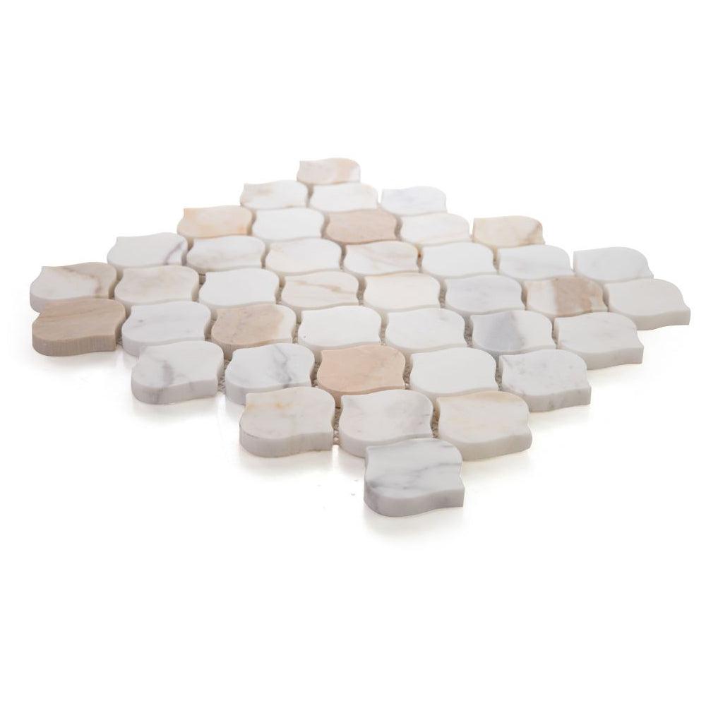 Elysium Tiles Water Drop Calacatta Gold Honed 11" x 11" Marble Mosaic ...