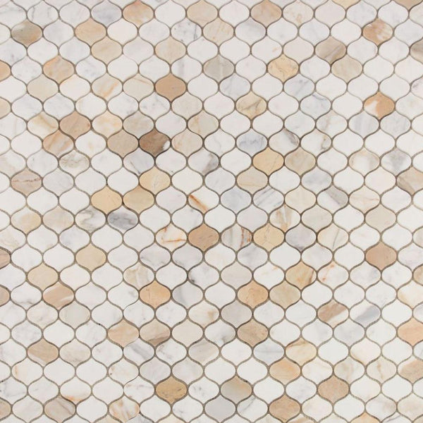 Elysium Tiles Water Drop Calacatta Gold Polished 11" x 11" Marble Mosa ...
