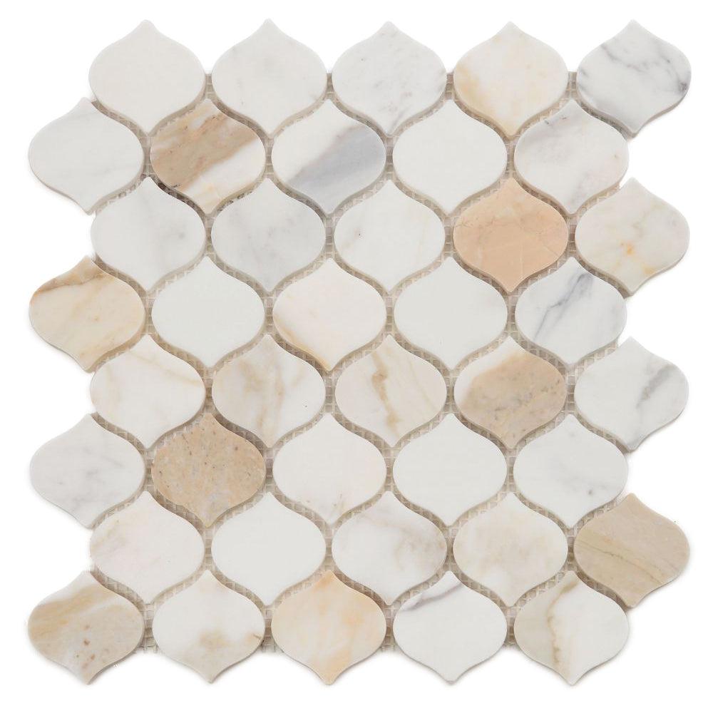 Elysium Tiles Water Drop Calacatta Gold Polished 11" x 11" Marble Mosa ...